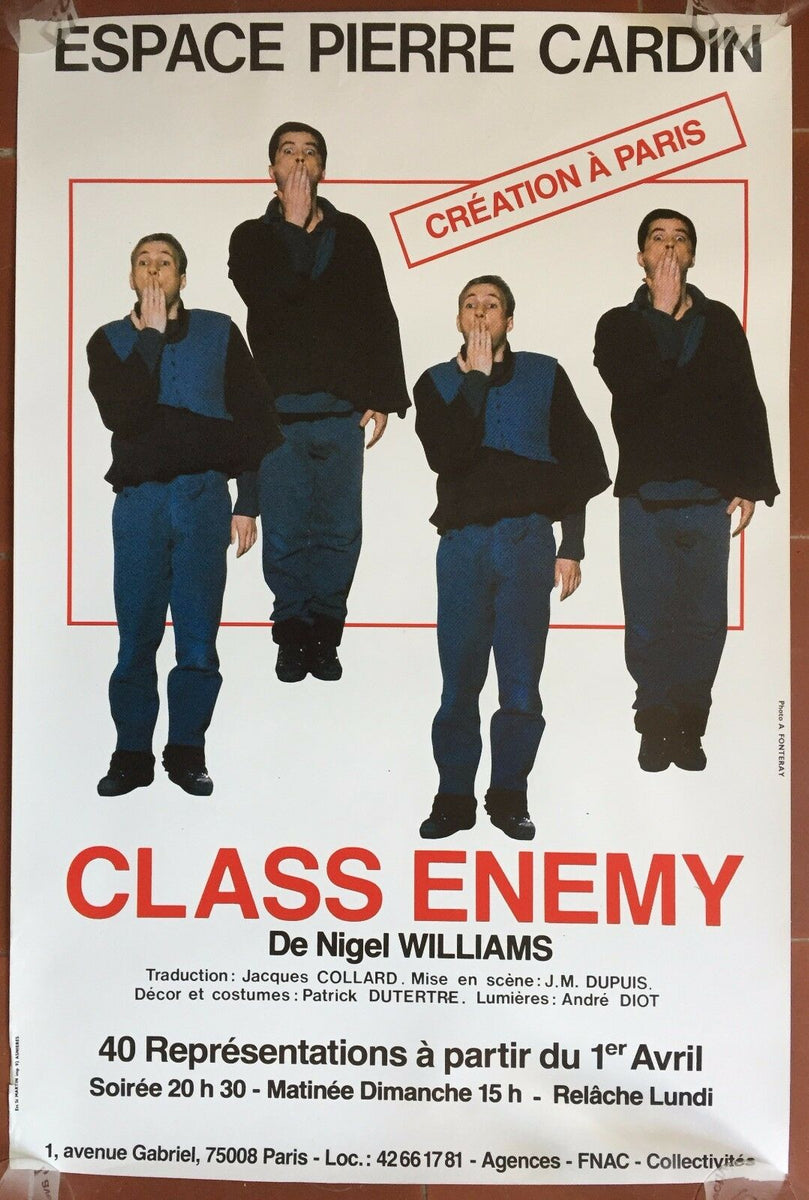 Poster CLASS ENEMY Espace Pierre Cardin NIGEL WILLIAMS 1985 * – CINEAD