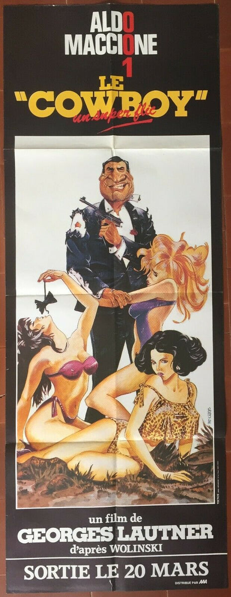 Poster THE COWBOY Georges Lautner ALDO MACCIONE Wolinski 60x160cm – CINEAD