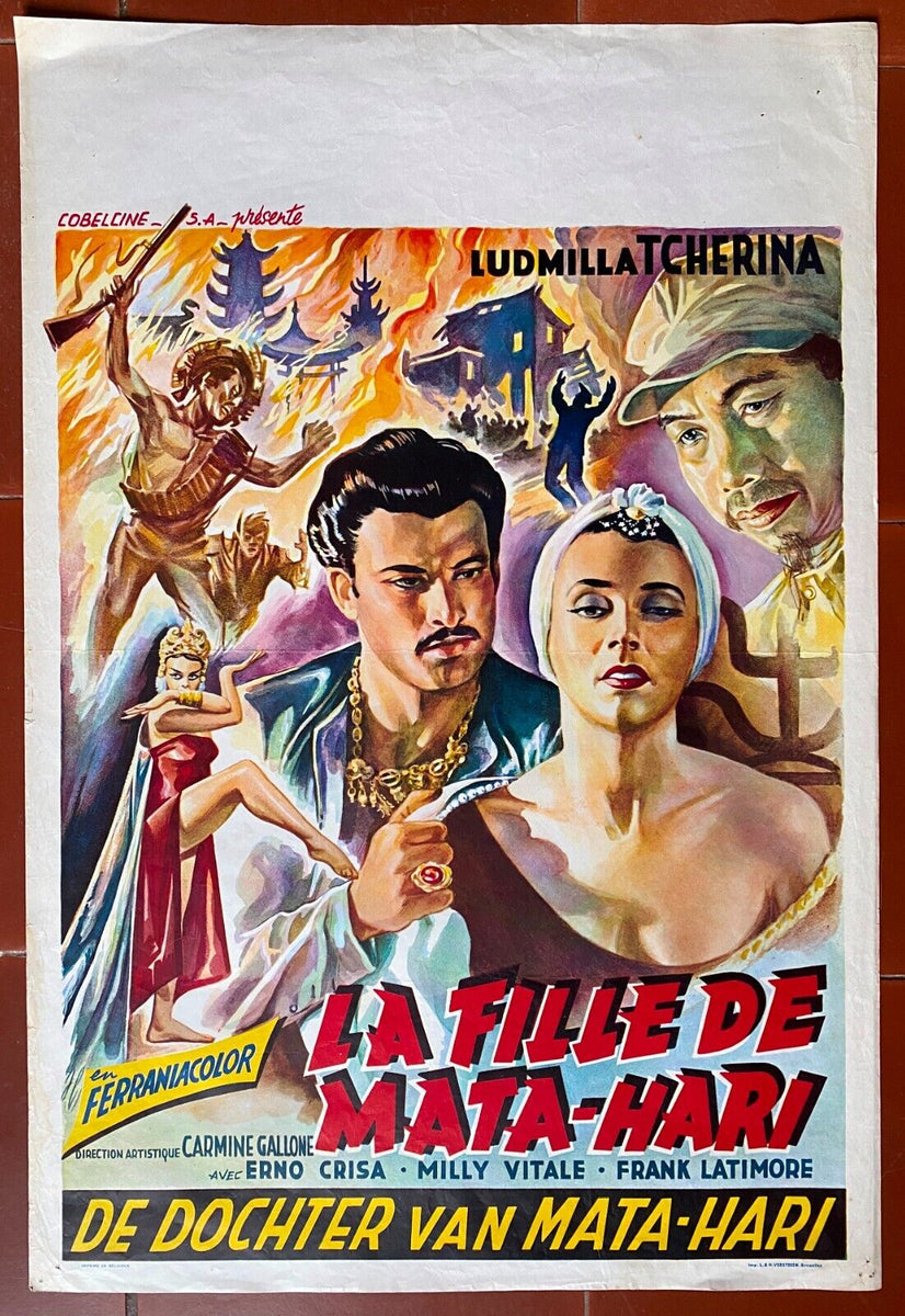 Affiche Belge LA FILLE DE MATA-HARI Frank Latimore LUDMILLA TCHERINA 1 ...