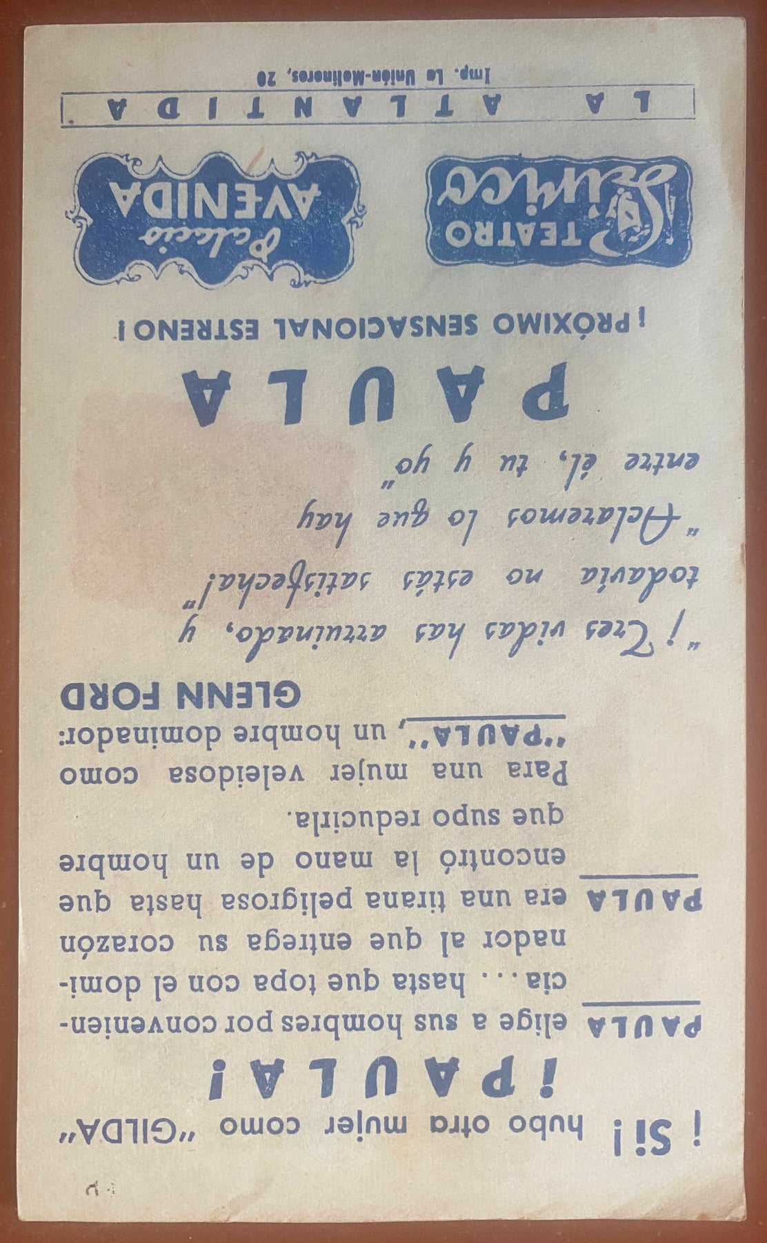 Programme Espagnol TRAQUEE Framed GLENN FORD Janis Carter 1947 – CINEAD