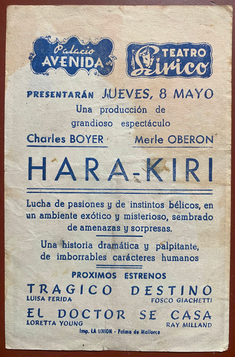 Programme Espagnol LA BATAILLE The Battle CHARLES BOYER Merle Oberon 1 ...