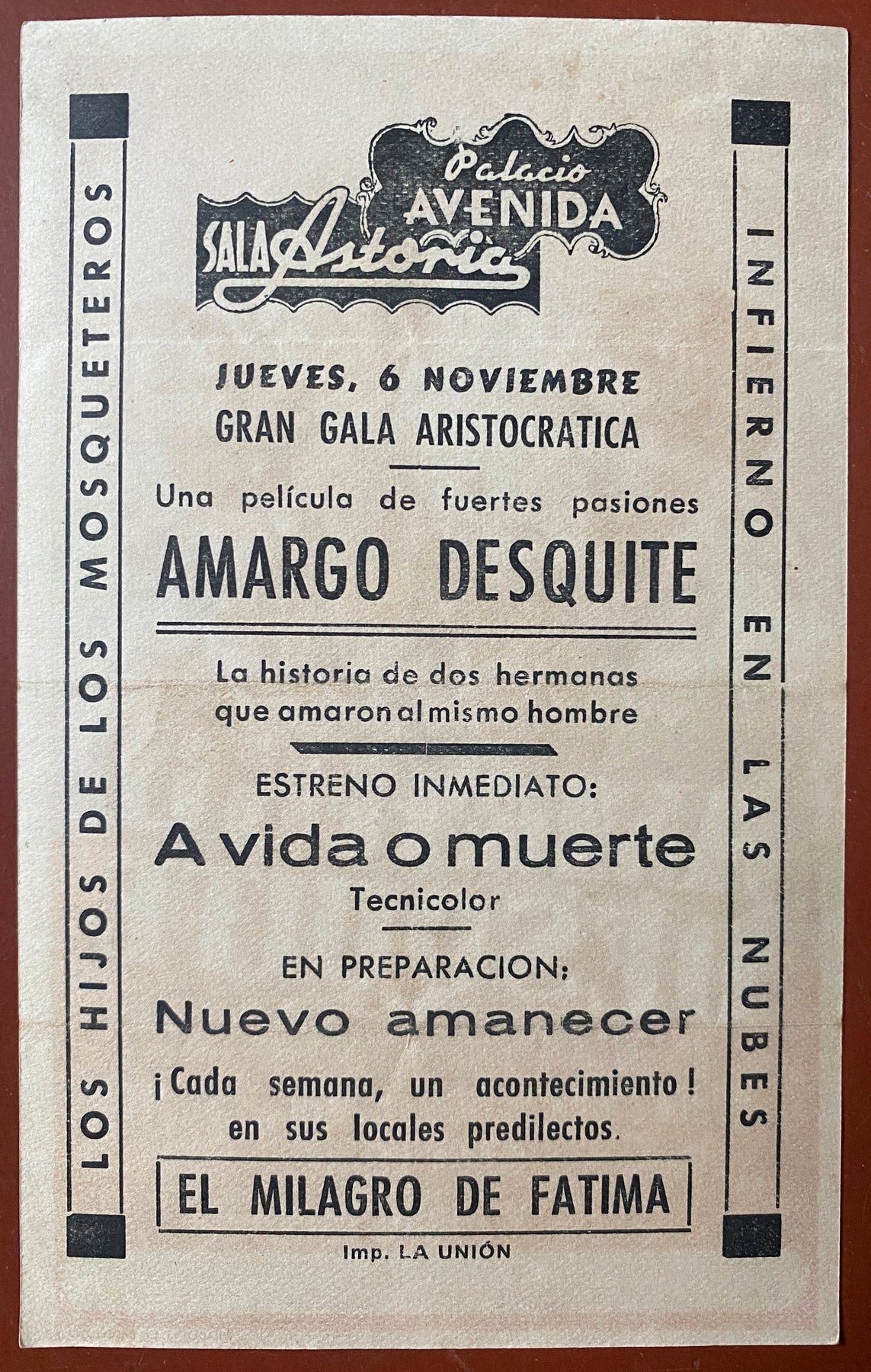 Programme Espagnol LA RUE DE TRAVERSE Paid in Full ROBERT CUMMINGS 195 ...