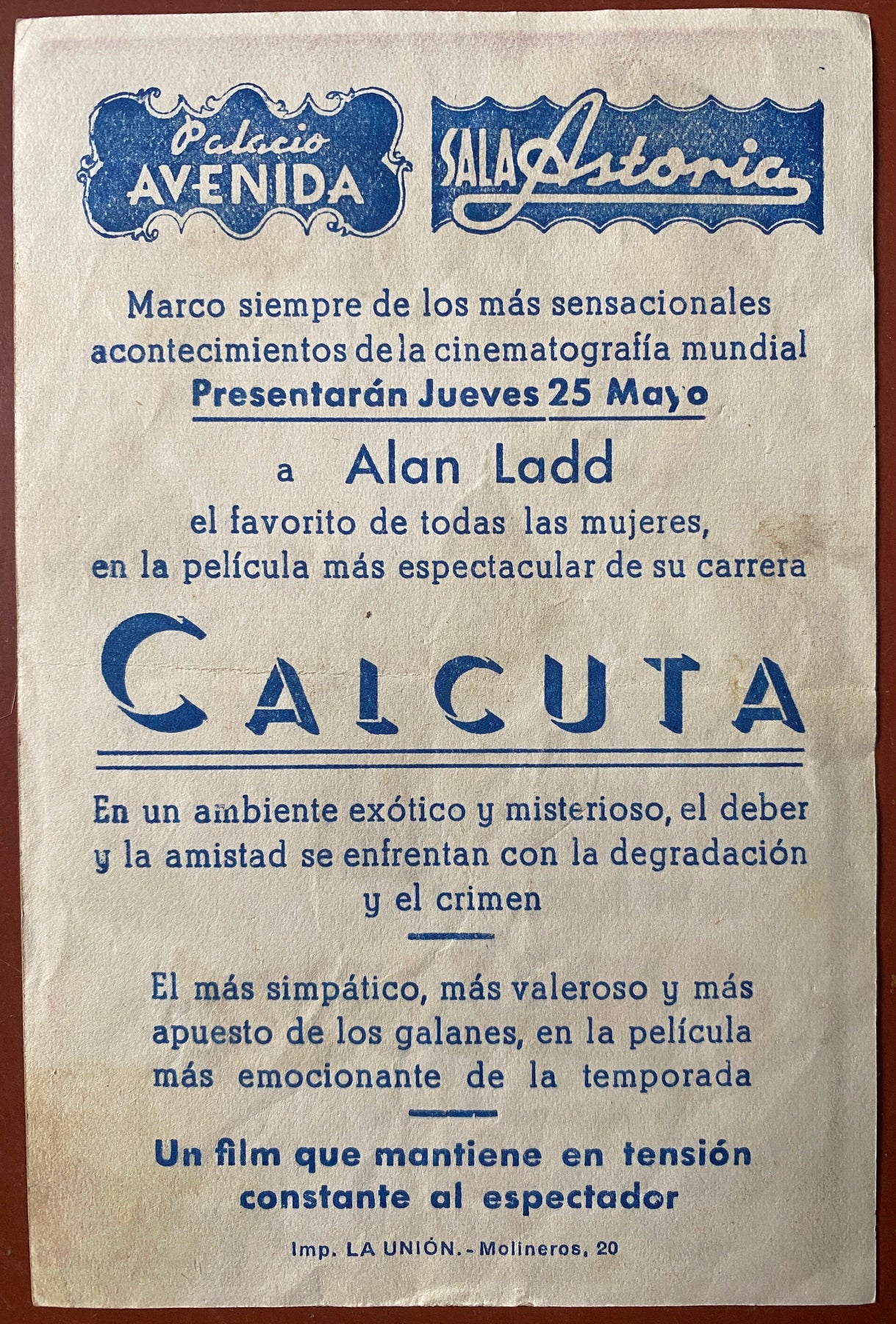 Programme Espagnol MEURTRES A CALCUTTA Gail Russell ALAN LADD 1946 – CINEAD