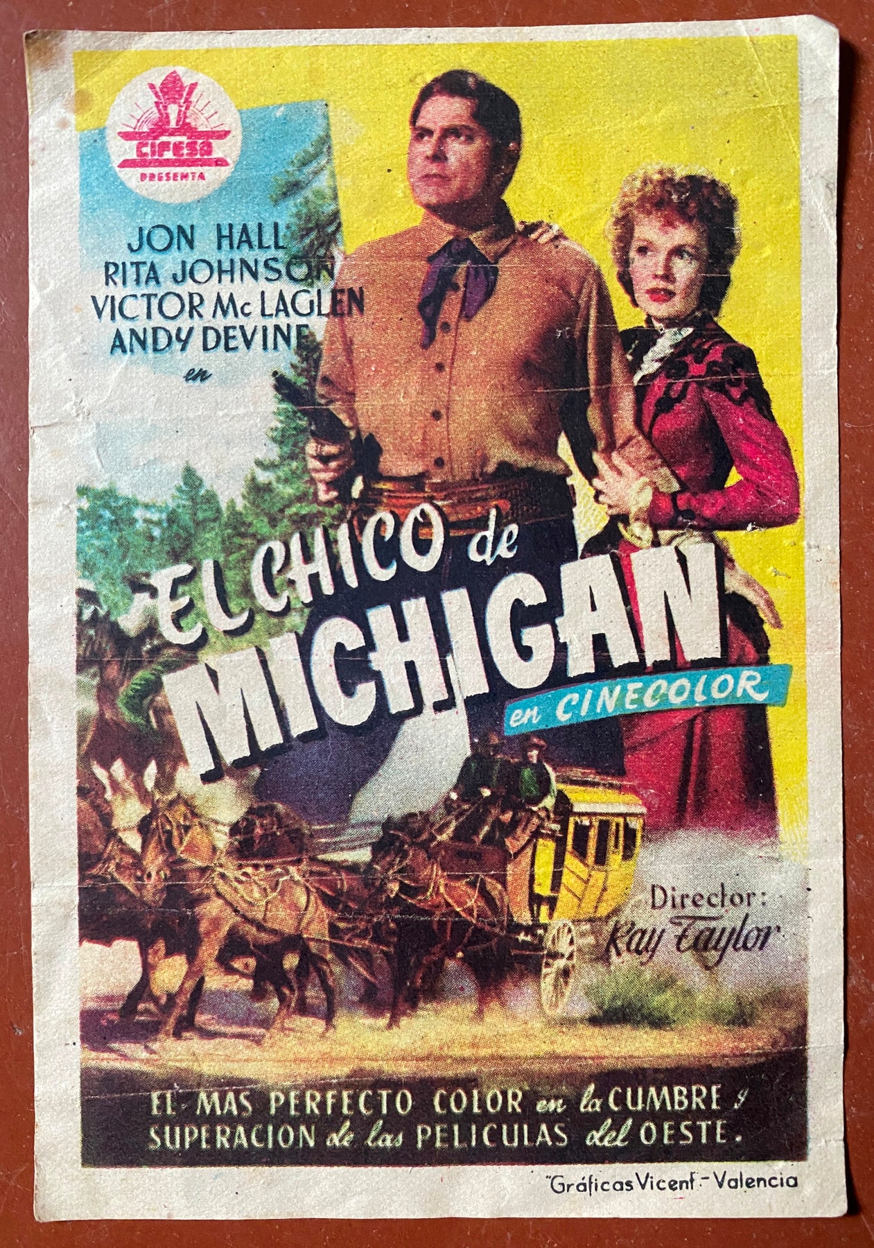 Programme Espagnol MICHIGAN KID Jon Hall VICTOR McLAGLEN Rita Johnson ...