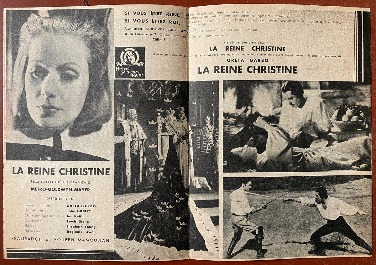 Programme LA REINE CHRISTINE Queen Christina GRETA GARBO Rouben Mamoul ...