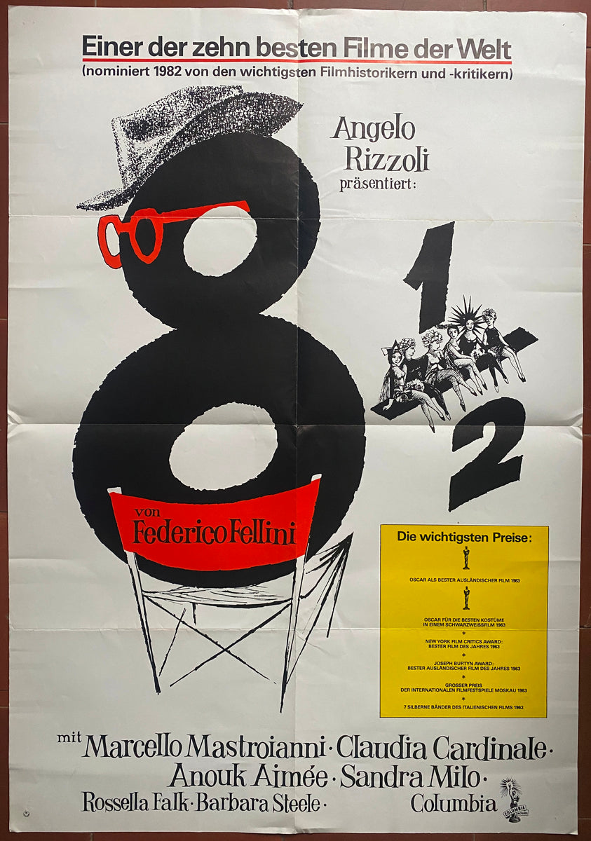 Affiche allemande 8 1/2 Huit et demi Otto e mezzo FEDERICO FELLINI 60x ...