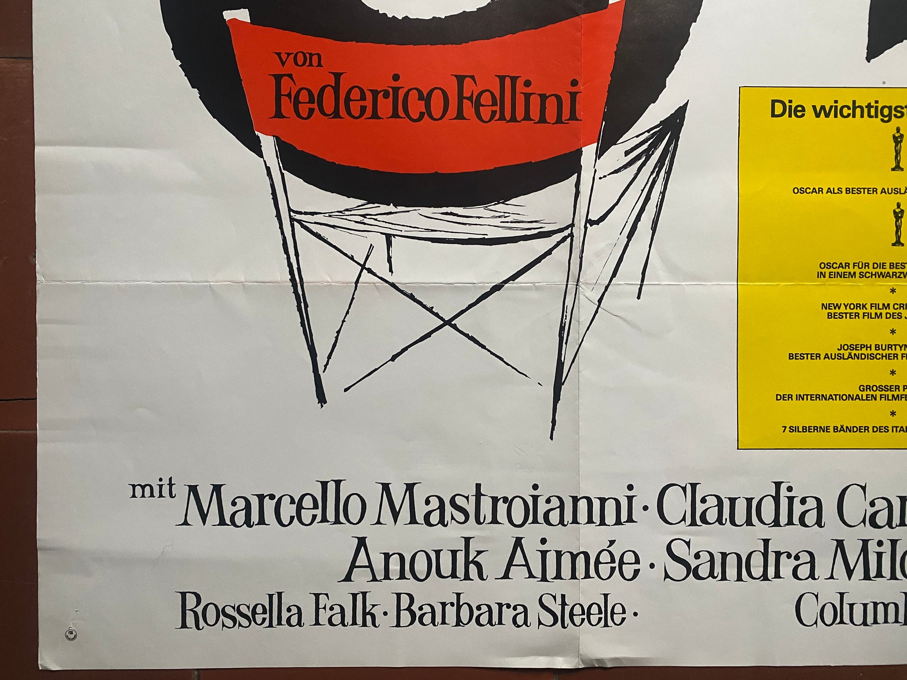 Affiche allemande 8 1/2 Huit et demi Otto e mezzo FEDERICO FELLINI 60x ...