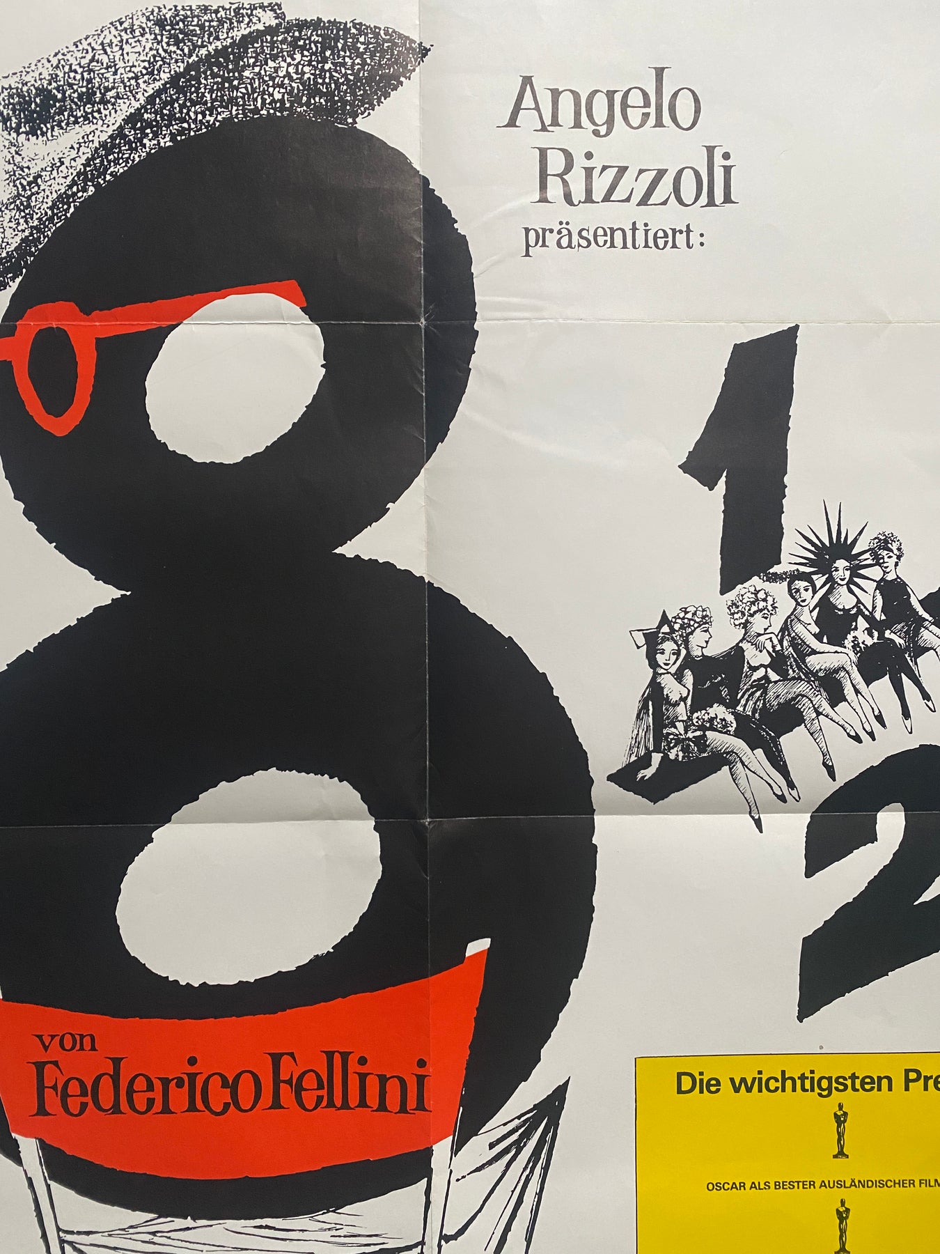 Affiche allemande 8 1/2 Huit et demi Otto e mezzo FEDERICO FELLINI 60x ...
