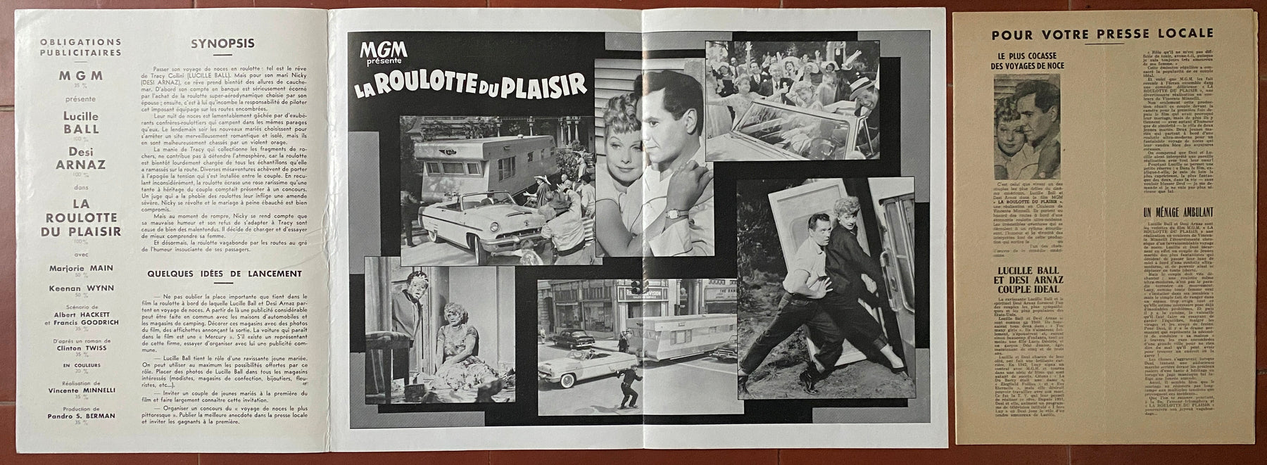 Dossier de presse LA ROULOTTE DU PLAISIR Lucille Ball DESI ARNAZ 1954 ...