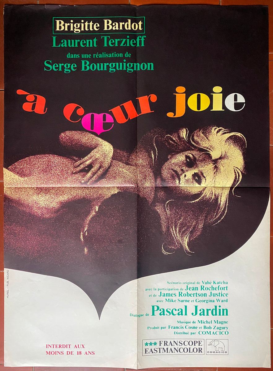 Affiche A COEUR JOIE Serge Bourguignon BRIGITTE BARDOT Laurent Terzief ...