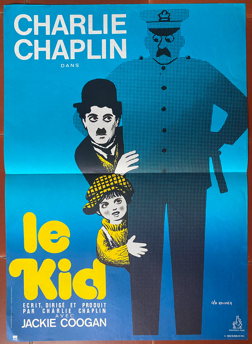 Poster THE KID Jackie Coogan CHARLIE CHAPLIN Leo Kouper 40x60cm 70's ...