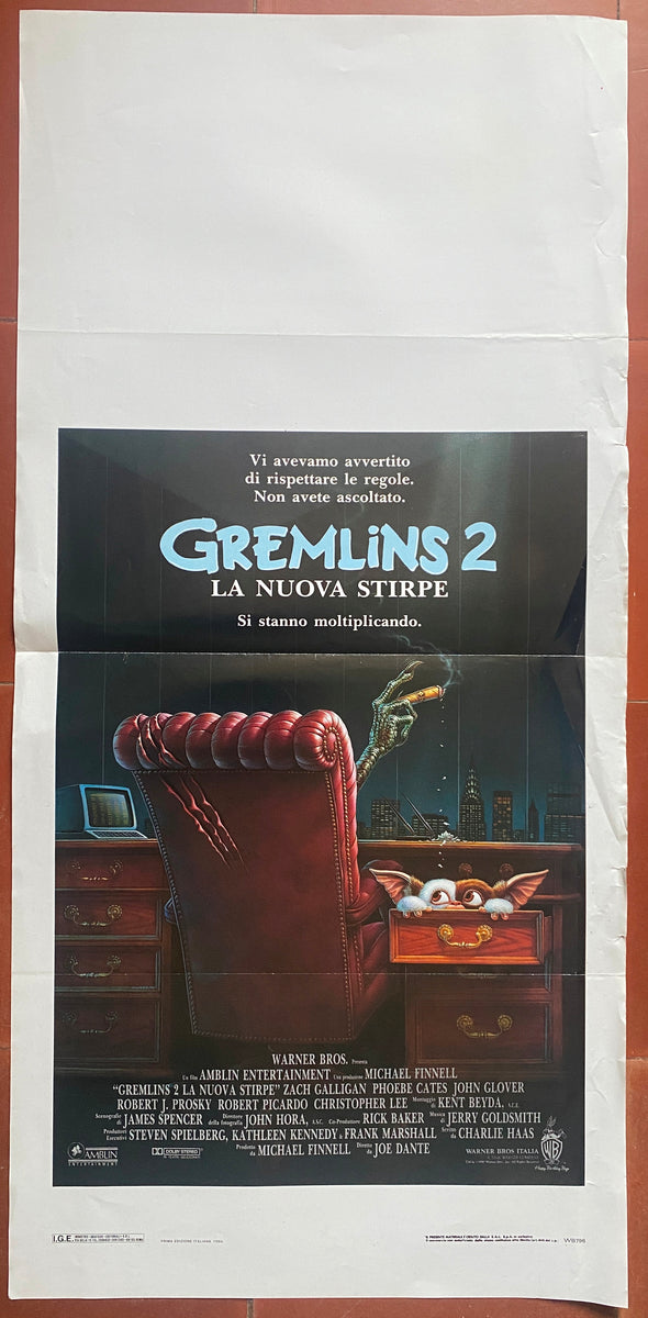 Italian Poster GREMLINS 2 Joe Dante ZACH GALLIGAN Pheobe Cates Cigar 3 ...