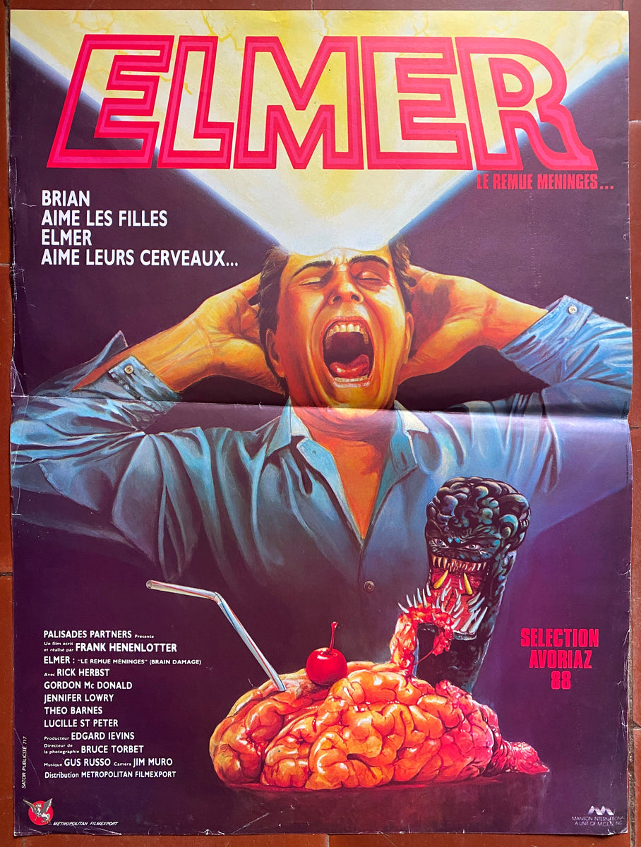 Poster ELMER "LE REMUE MENINGE" Avoriaz 88 Horror Cannibal Brain 40x60 ...