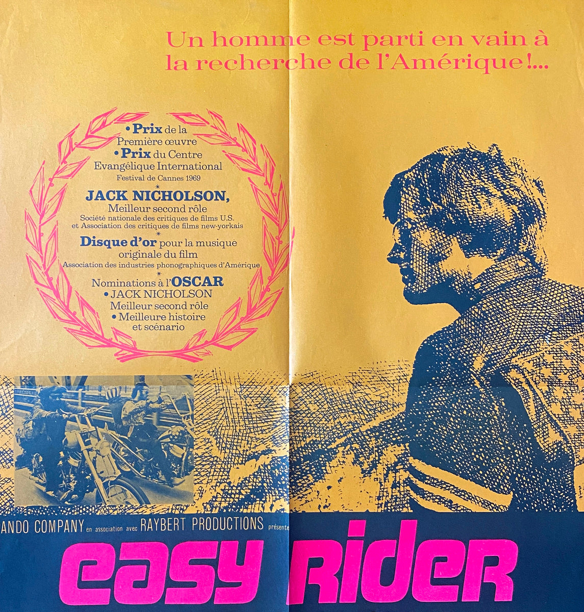 Poster EASY RIDER Dennis Hopper PETER FONDA Jack Nicholson MOTORCYCLE ...