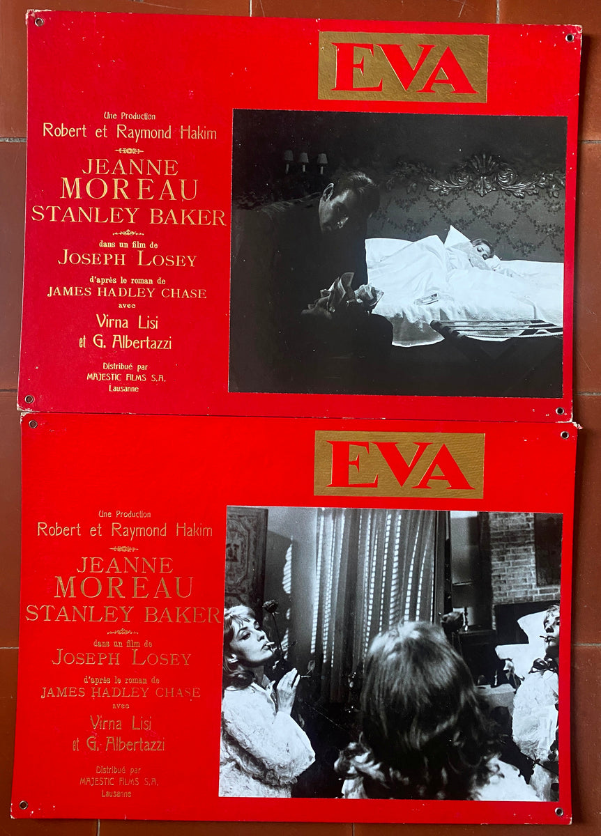 2 Photos originales EVA Joseph Losey JEANNE MOREAU Stanley Baker 1962 ...