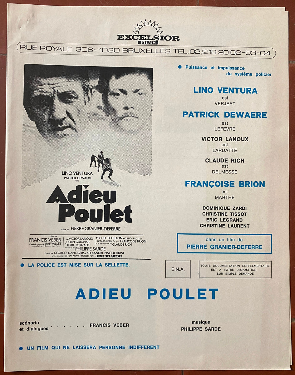 Dossier de presse ADIEU POULET Patrick Dewaere LINO VENTURA 1975 – CINEAD