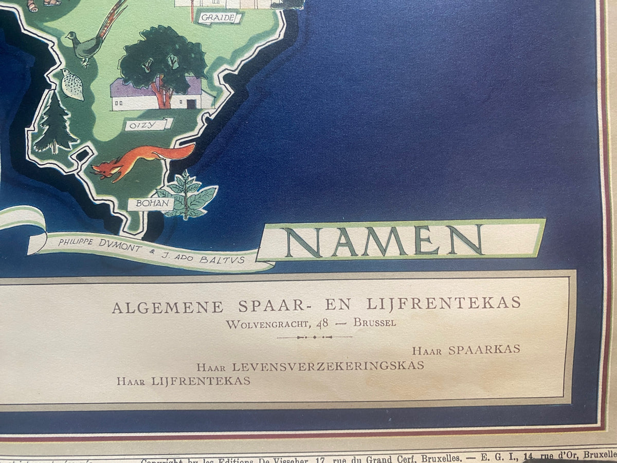 Affiche Carte Plan NAMUR NAMEN Philippe Dumont Jean Ado Baltus 29x40cm ...