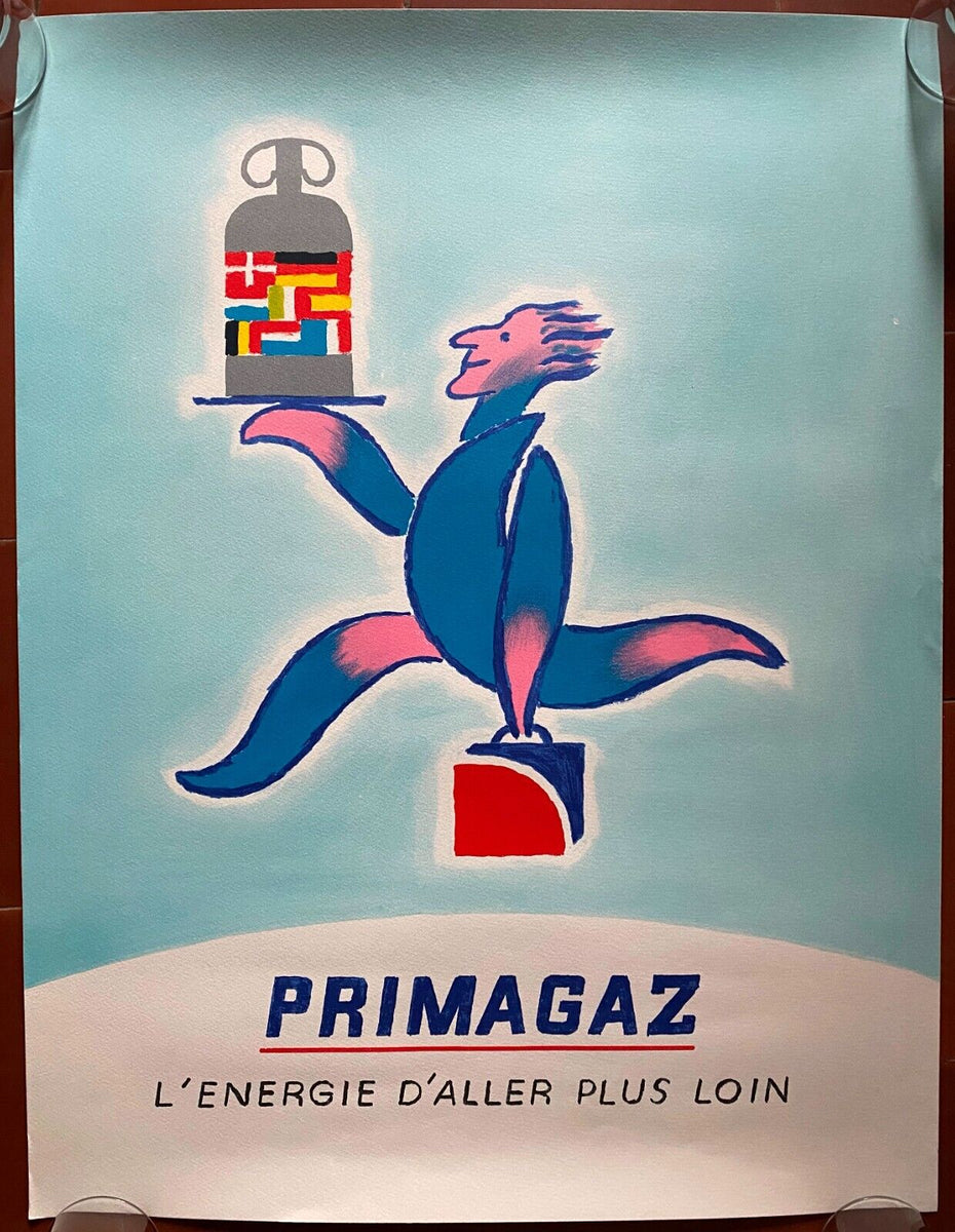 Affiche Lithographie PRIMAGAZ énergie RAYMOND SAVIGNAC 50x65cm 80's ...