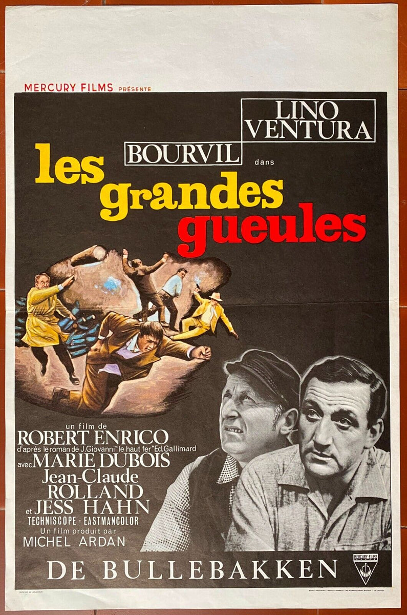 Affiche Belge LES GRANDES GUEULES Robert Enrico LINO VENTURA Bourvil 3 ...