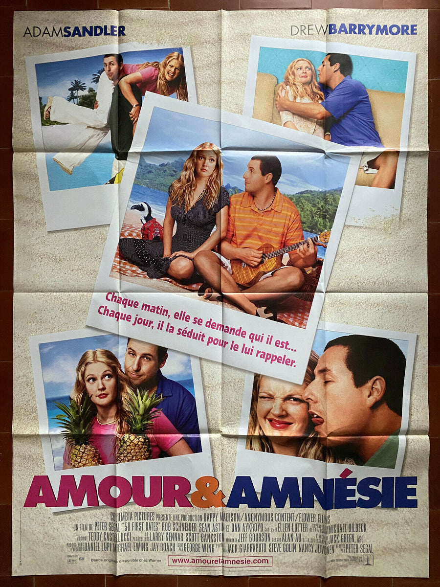 Poster LOVE AND AMNESIA Peter SEGAL Adam SANDLER Drew BARRYMORE 120x16 ...