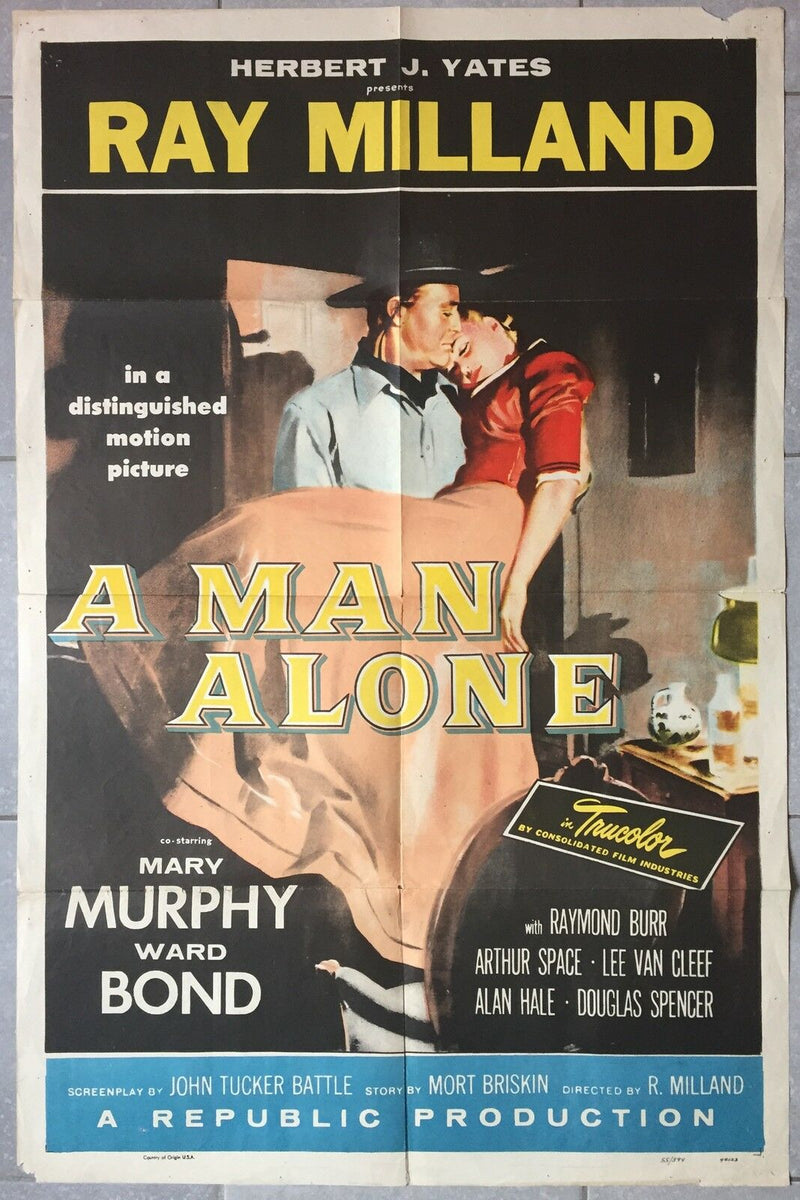 Poster A MAN HUNT A man alone RAY MILLAND Mary Murphy WESTERN Aff. US ...