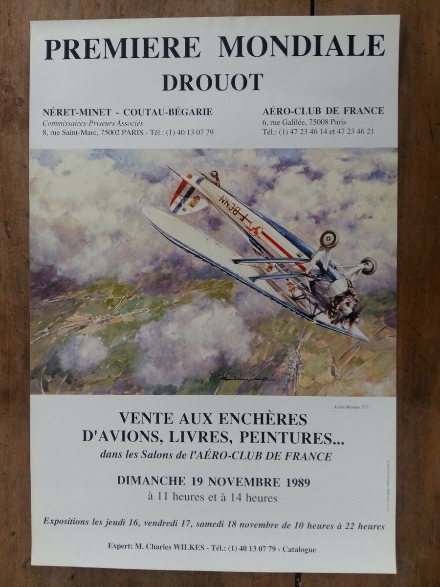 DROUOT WORLD PREMIERE Poster Auction Aero-club Plane 1989 * – CINEAD