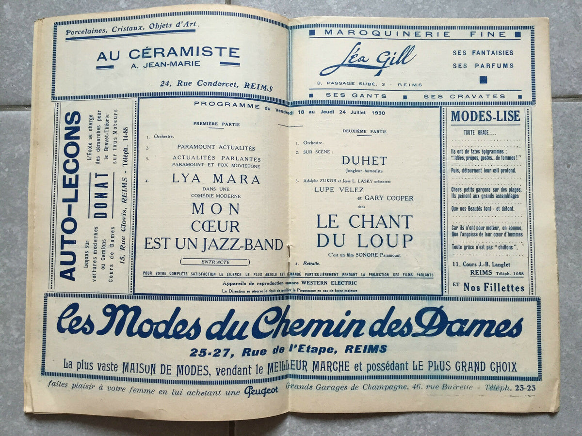 Program CINEMA OPERA Reims LE CHANT DU LOUP Wolf Song GARY COOPER Lupe ...