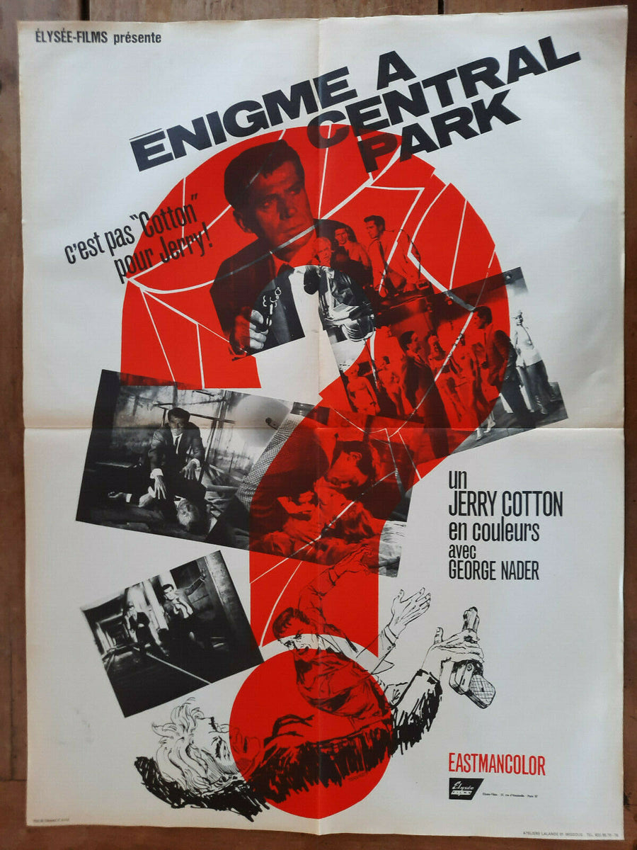 Poster ENIGMA IN CENTRAL PARK Jerry COTTON Werner JACOBS George NADER ...