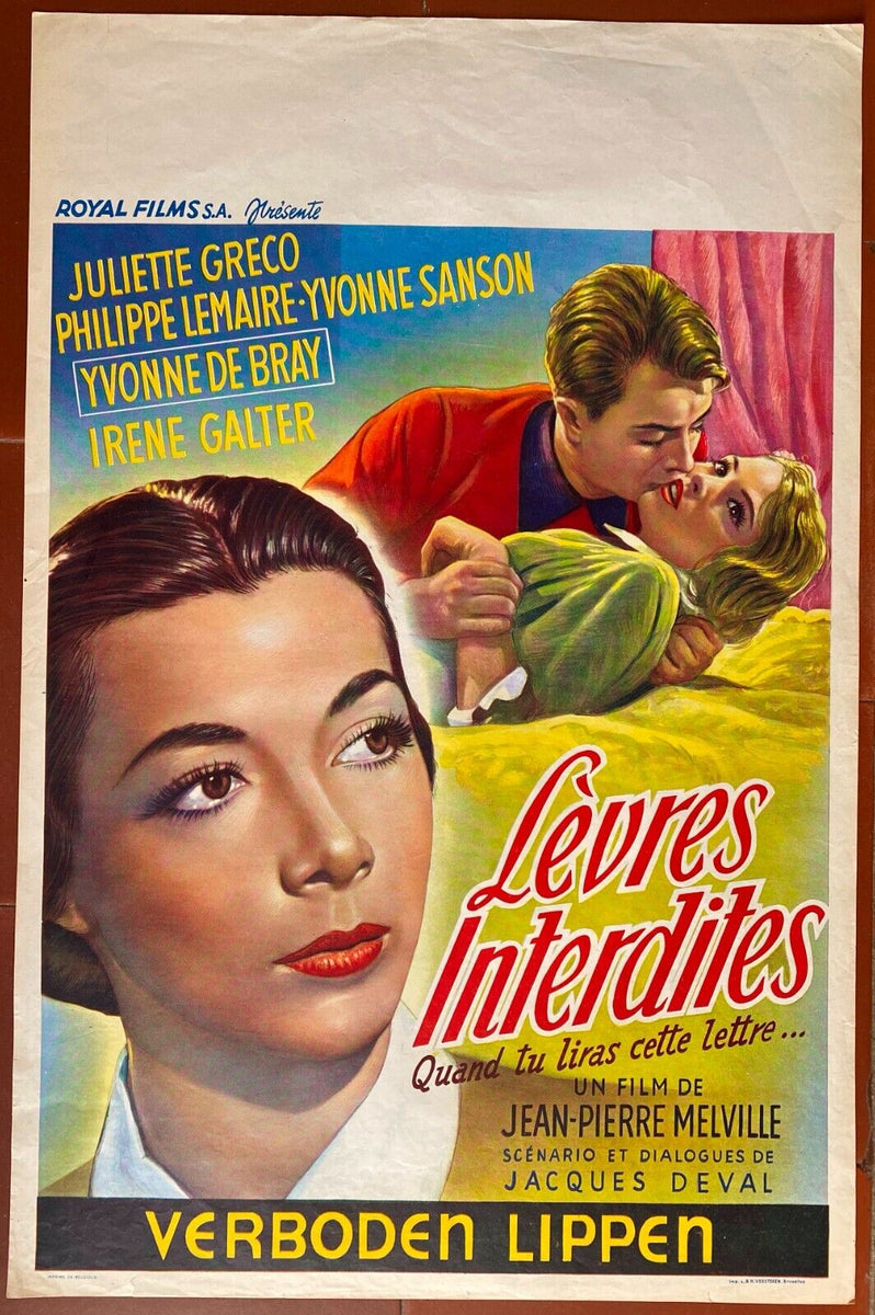Belgian Poster WHEN YOU READ THIS LETTER Forbidden lips JULIETTE GRECO ...