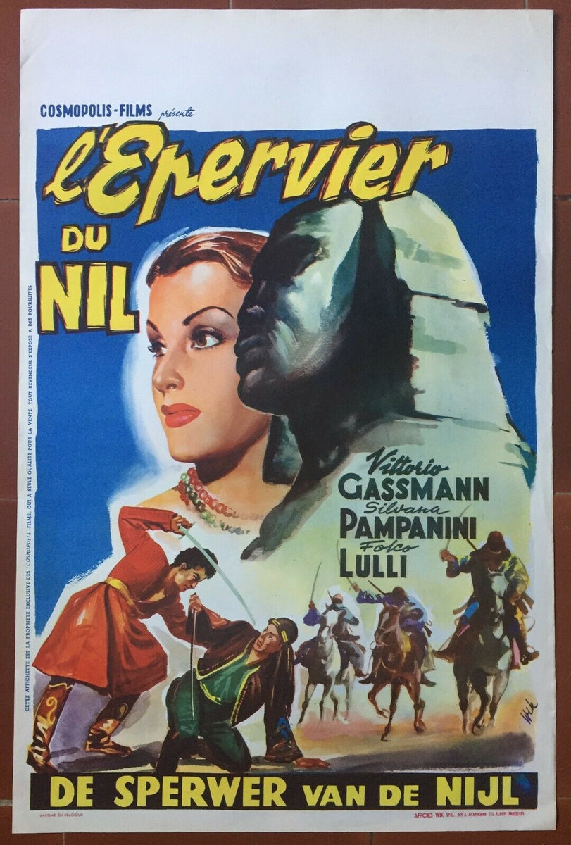 Belgian Poster THE NILE HAWK Folco Lulli SILVANA PAMPANINI Pyramid EGY ...