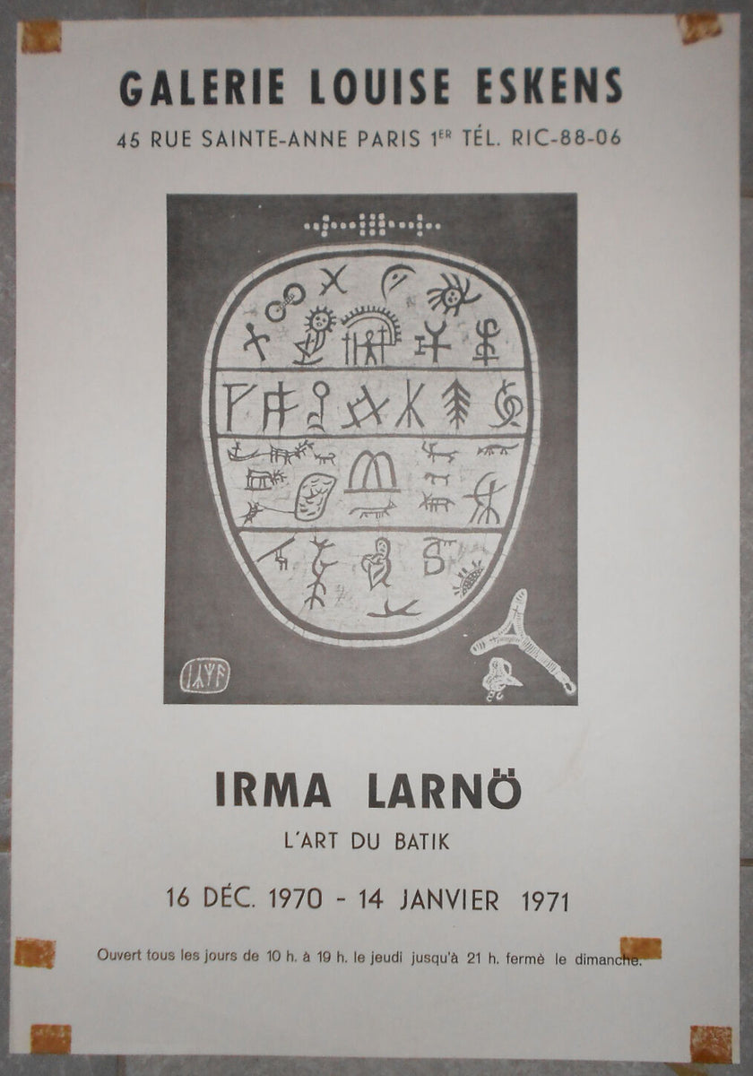 EXHIBITION POSTER Louise Eskens Gallery IRMA LARNO Batik Art 1971 – CINEAD