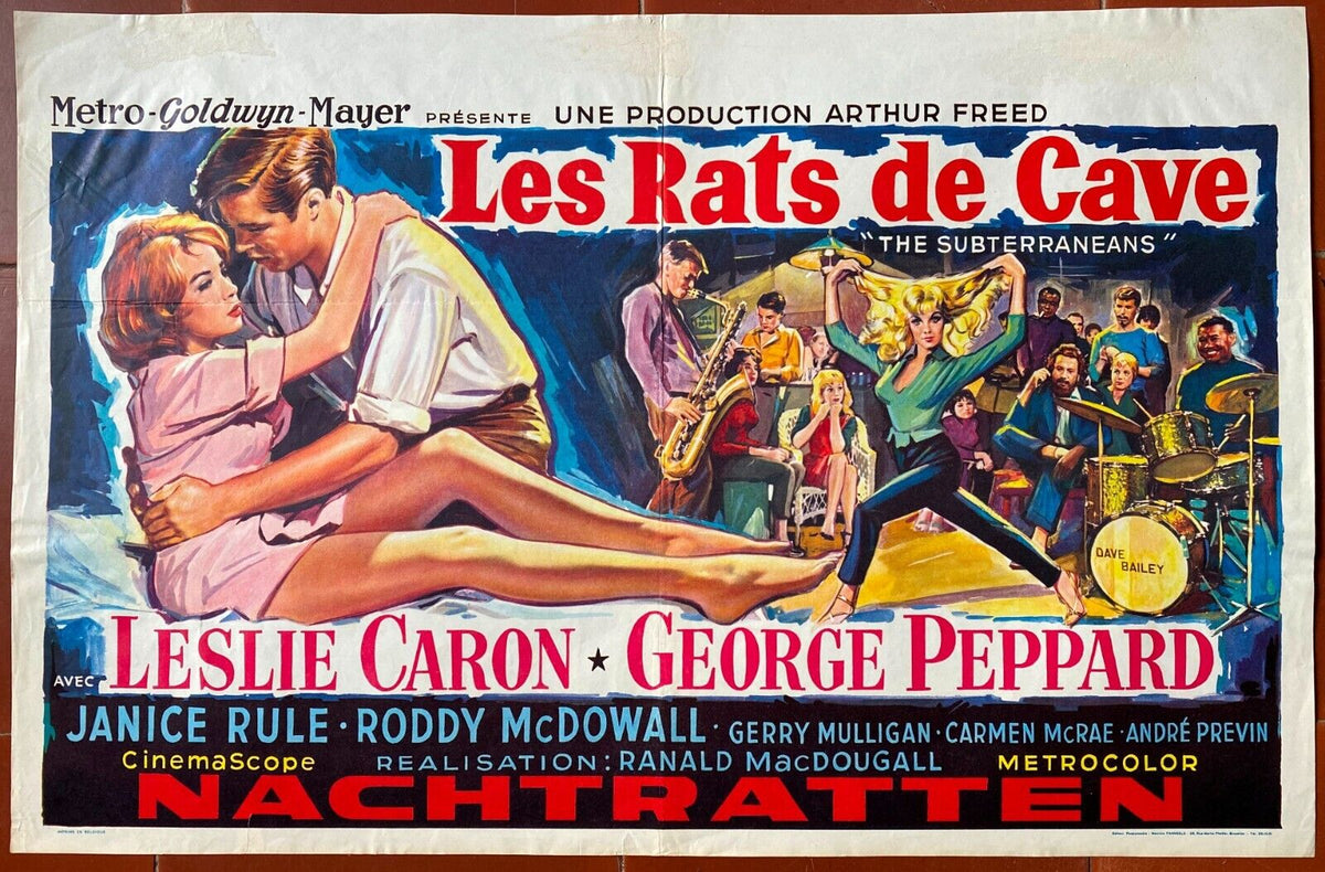 Belgian Poster THE CELLAR RATS Subterraneans LESLIE CARON George Peppa ...