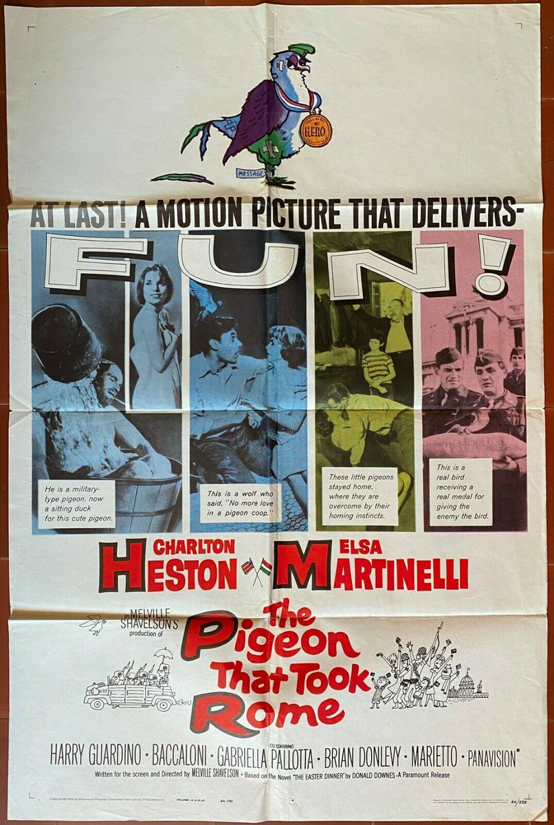 American poster THE PIGEON WHO SAVED ROME Elsa Martinelli CHARLTON HES ...