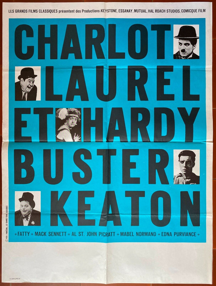 Affiche CHARLOT, LAUREL & HARDY, BUSTER KEATON Charles Chaplin 60x80cm ...