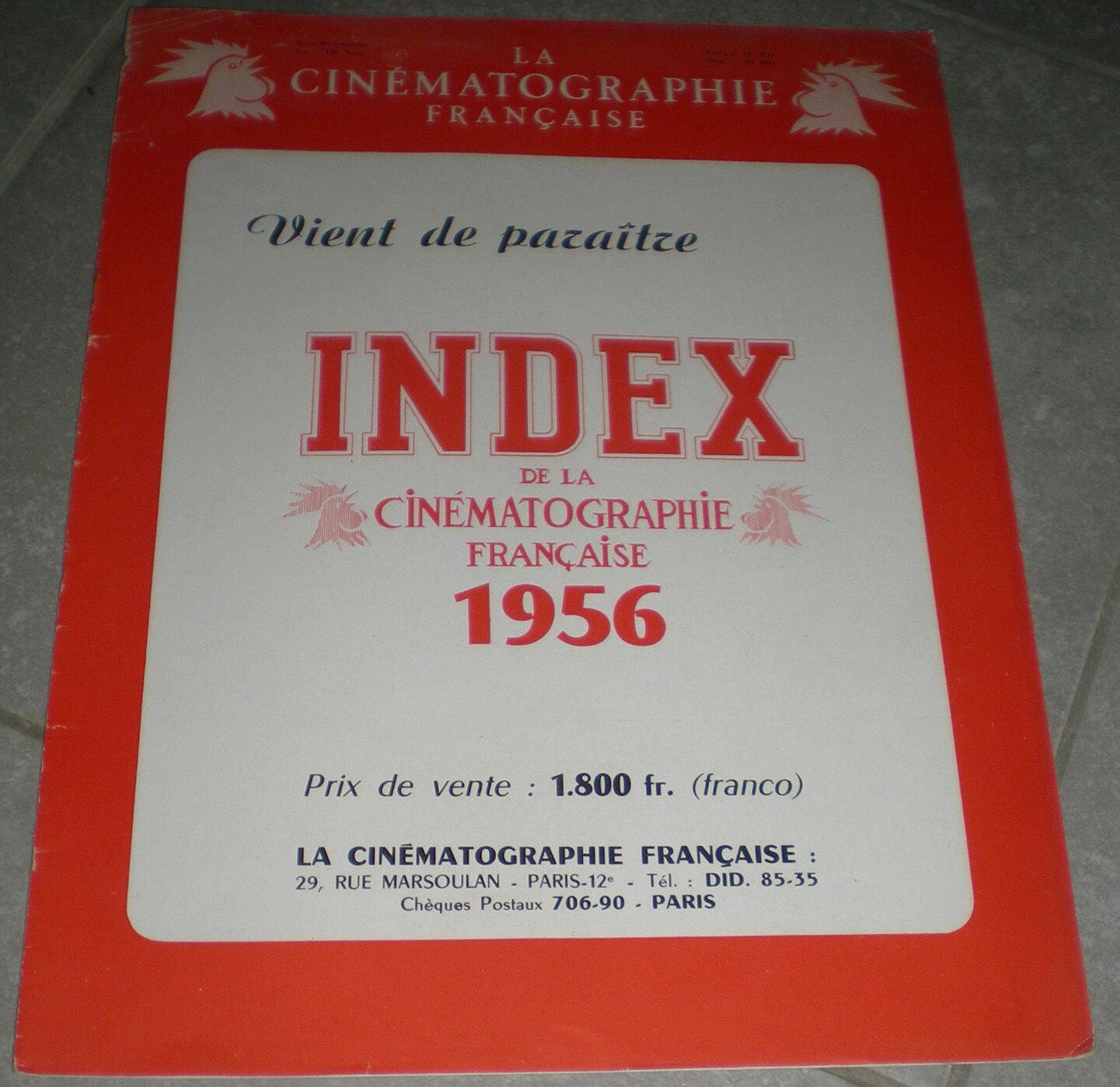 FRENCH CINEMATOGRAPHY n°1671 Cinema Index 1956 – CINEAD