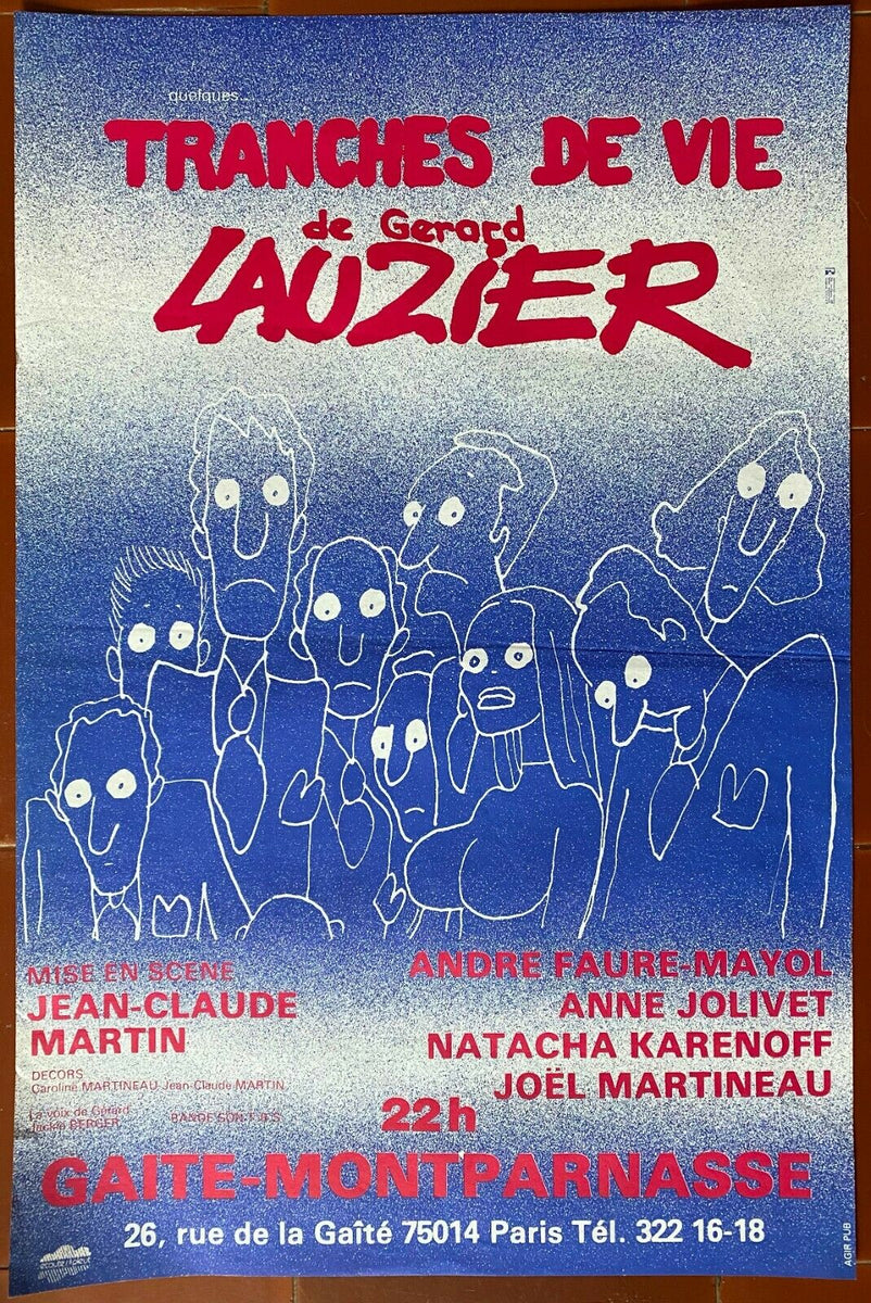 Affiche théâtre Gaité-Montparnasse TRANCHES DE VIE Gérard Lauzier 1984 ...