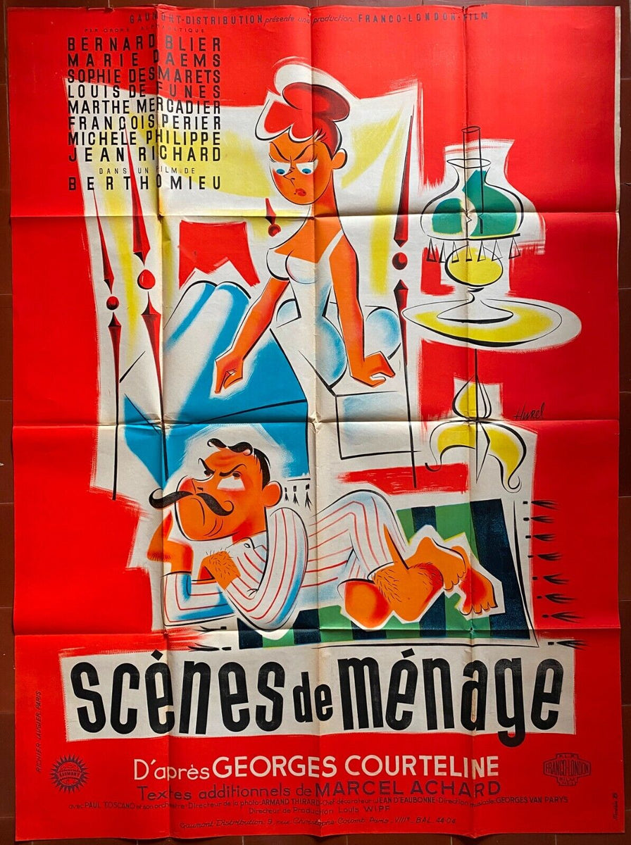 HOUSEHOLD SCENES Poster Bernard Blier SOPHIE DESMARETS Louis de Funes ...