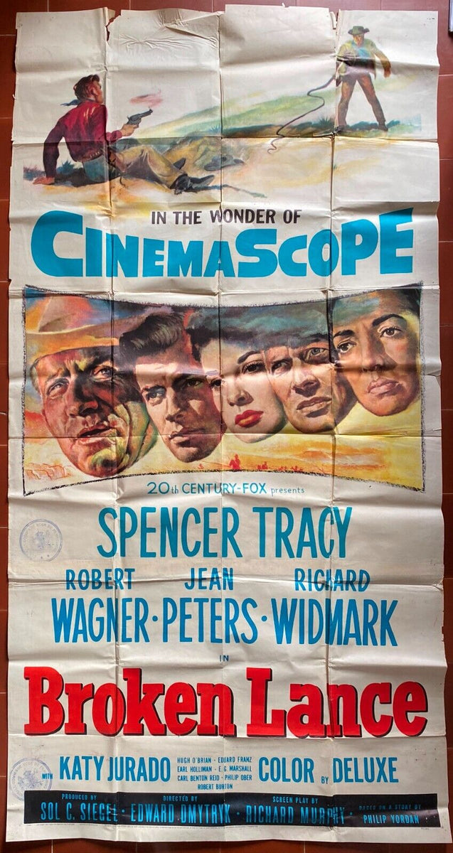 American poster THE BROKEN SPEAR Broken Lance SPENCER TRACY Robert Wag ...