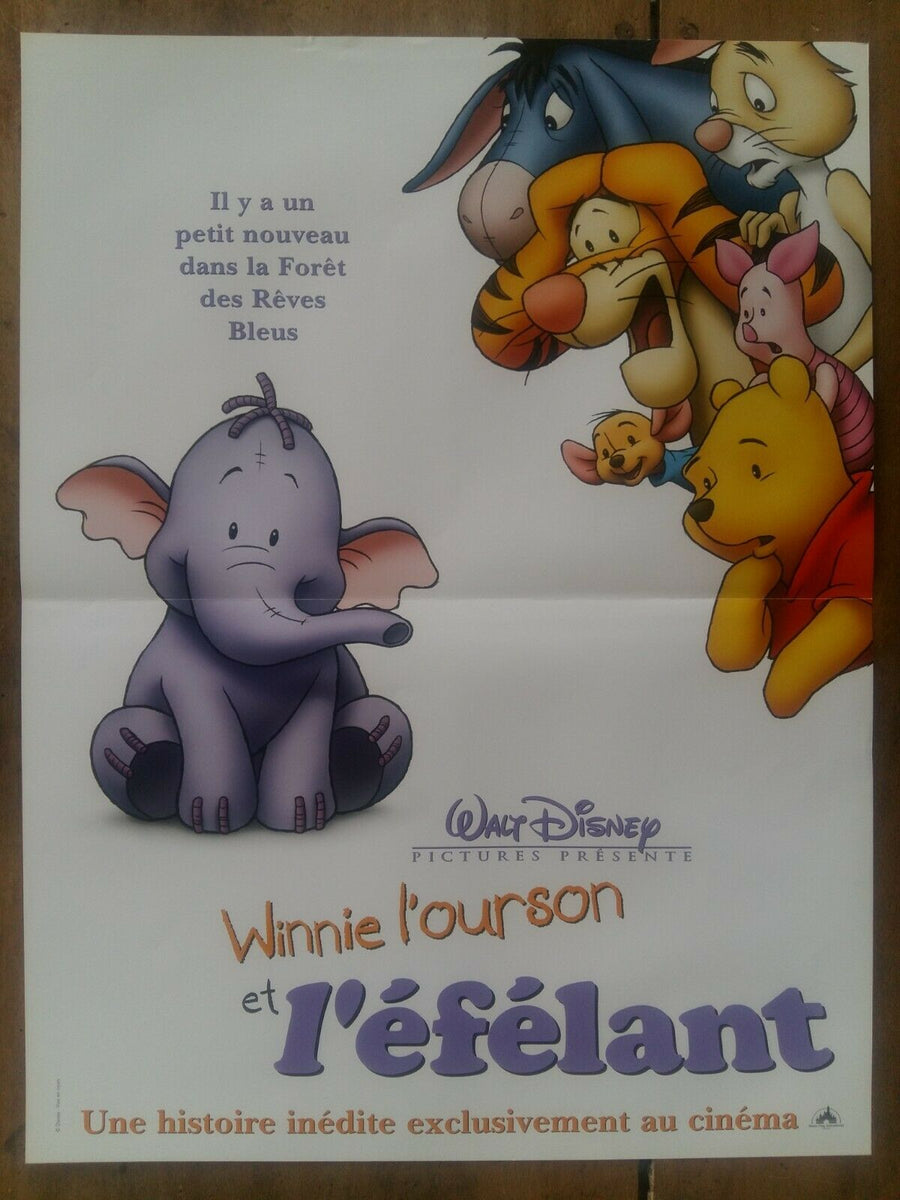 Poster WINNIE THE POOH AND THE ELEPHANT Walt Disney Animation film 40x ...