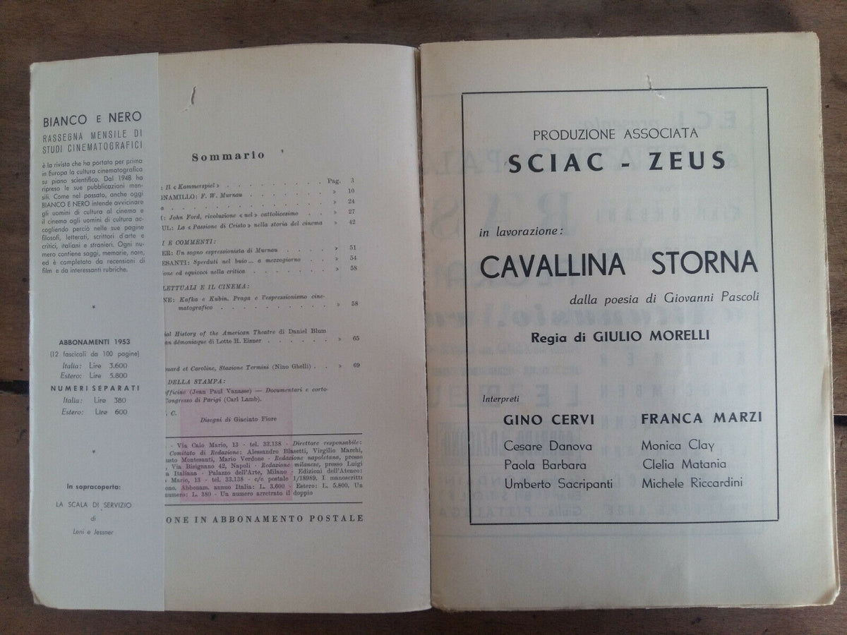 Italian Cinema Magazine BIANCO E NERO N°6 Giulio MORELLI Gino CERVI 19 ...